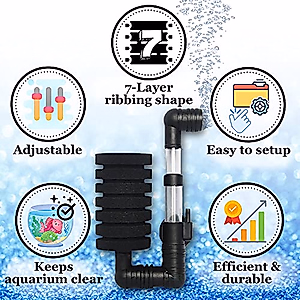 JOR Black Betta Filter Single Sponge, Air-Powered and Low-Maintenance Water Filtration System, Quiet with Relaxing Waterfall-Like Sound, Versatile and Easy to Install with Suction Cup,1 Pc per Pack