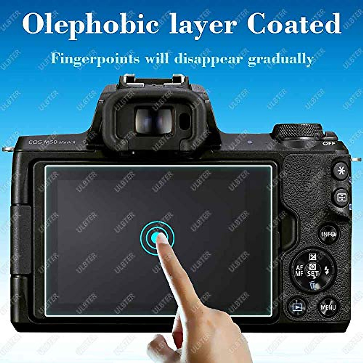 ULBTER Screen Protector for Canon EOS M50 Mark II Camera & Hot Shoe Cover 0.3mm 9H Hardness Ultra-clear Tempered Glass Screen Protector,Anti-Scrach Anti-Fingerprint Anti-Dust Anti-Bubble [3 Pack]