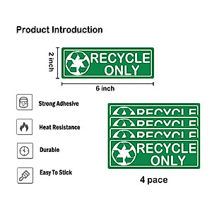 Trash Recycle Stickers for Outdoor Trash Can Garbage Can 2 x6 Inch - Recycle Sticker Trash Can Decal Trash Label Recycling Stickers for Trash Can 12 Pcs