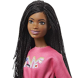 Barbie It Takes Two Doll, Brooklyn Fashion Doll with Braided Hair, Pink Nyc Shirt, Metallic Skirt & White Shoes