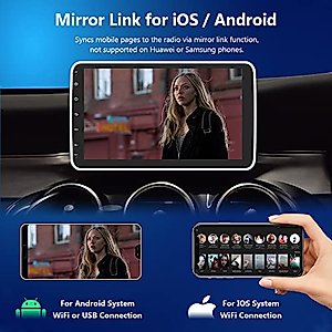 Android Stereo Hikity Single Din Car Stereo 10" HD Capacitive Vertical Rotatable Touch Screen Car Radio with Bluetooth GPS & Backup Camera, Car Audio Receivers Support WiFi Subwoofer Mirror Link