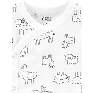 Simple Joys by Carter's Unisex Babies' Short-Sleeve Side Snap Bodysuit, Pack of 5, Forest Animals/Sheep/Stars/Stripe, 0-3 Months