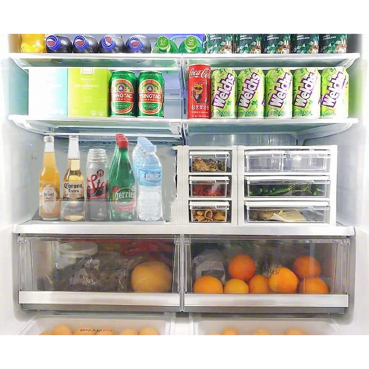 Soda Can Organizer for Refrigerator Any Width Ajustable (12-64oz) Gravity Fed Glide Drink Bottle Dispenser for Fridge Beer Beverage Dispenser, Storage for Refrigerator Pantry and More(1 Pack)