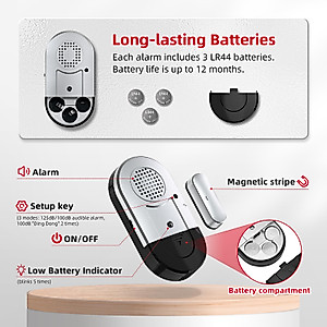 Sanjie Door Alarms When Opened,Door/Window Alarm Sensors for Kids Safety/Home Security/Pool/Garage/Dementia/Toddler/Travel Security,Easy to Install,Volume Control/Loud Alert,Long Battery Life,10 Pack