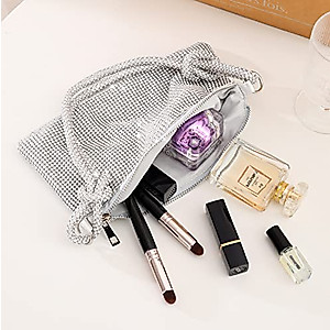 Rhinestone Purse Chic Sparkly Evening Handbags for Women Bling Hobo Bag Shiny Silver Purse for Wedding Party Club