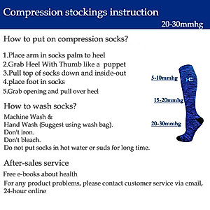 6 Pairs Graduated Compression Socks for Women&Men 20-30mmhg Knee High Socks Travel Hiking Running Stocking(Multicoloured,Small/Medium(US SIZE))