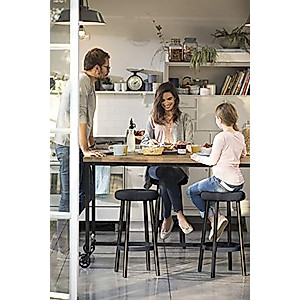 Keter Resin Backless 26” Counter Height Stools Set of 2 for Patio and Outdoor Bar Seating, Dark Grey