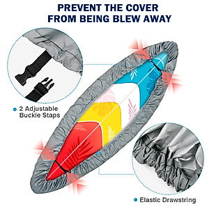 Kohree Kayak Cover 10FT, 420D Kayak Covers for Outdoor Storage Waterproof, Heavy Duty Paddle Board Covers UV Protection SUP Canoe Storage Dust Cover Kayak Accessory for Indoor/Outdoor,10.17-11.4ft