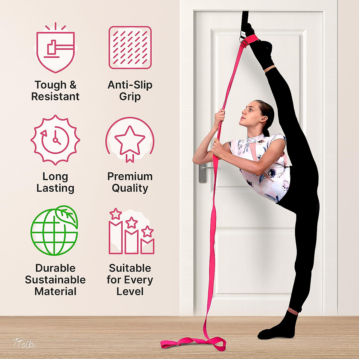 Premium Door Leg Stretcher: Stretching with Leg Flexibility Trainer, Dance Stretching Equipment: Splits Trainer Bands for Stretching in Ballet, Cheerleading, Gymnastics, Cheer Dancers Stuff, Door Stretch Strap