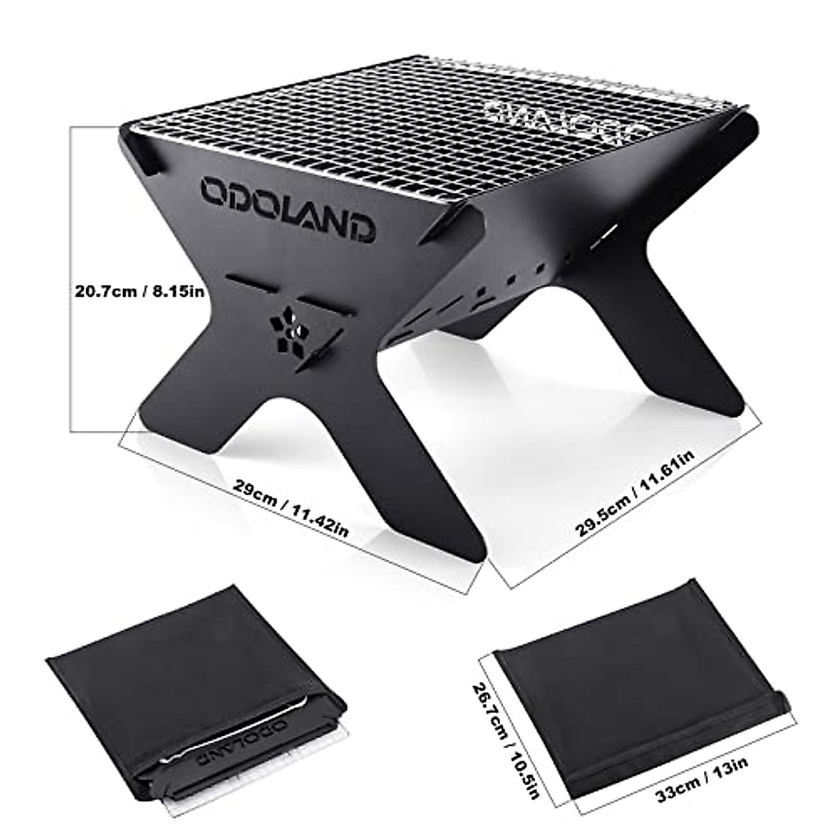 Odoland Camping Campfire Grill, Portable Folding Charcoal Grills ...