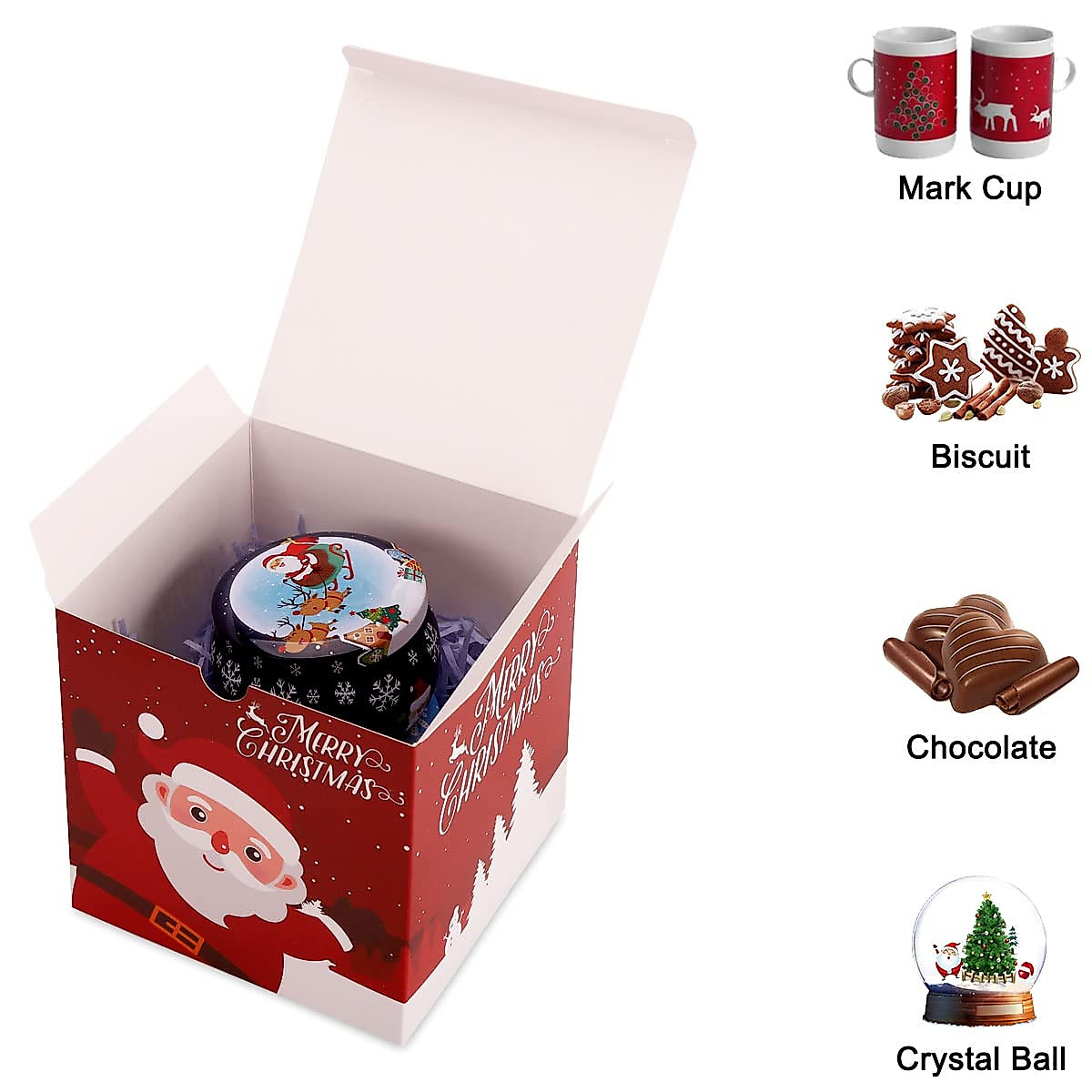 Frantis 15 Pack Stackable Christmas Gift Boxes,5x5x5 Inches Decorations Christmas Boxes, 3 Festive Designs Party Rustic Woodland Christmas Theme Nested Set , Candy, Holiday Bakery Treat