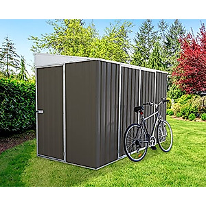 ABSCO Lean to 10 x 5 Ft. Metal Bike Shed, Aluminum and Steel Utility Tool Shed, Outdoor Storage for Backyard, Lawn, Bikes, 50 Sq. Ft., Woodland Gray