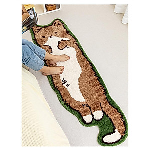 Cat Tufted Rug, Cat Shaped Rug, Irregular Shaped Rug, Fun Animal Shaped Cartoon Room Floor Mat, Soft Bedside Rug for Bedroom, Cat Doormat, Living Room Decoration (B, 40 * 80cm/15.75 * 31.49in)