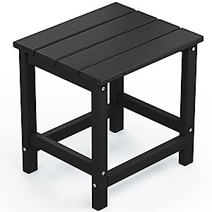 KINGYES Adirondack Side Table, Patio Outdoor Rectangular End Table, Black
