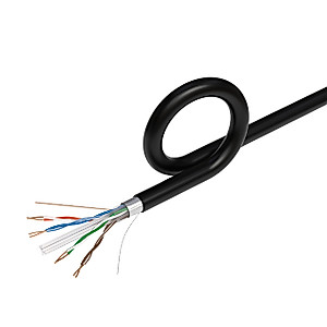 Cables Direct Online CAT6 1000FT Outdoor Weatherproof 23 AWG 550MHz Cable FTP Wire Solid Direct Burial UV (1000FT, FTP (Shielded))