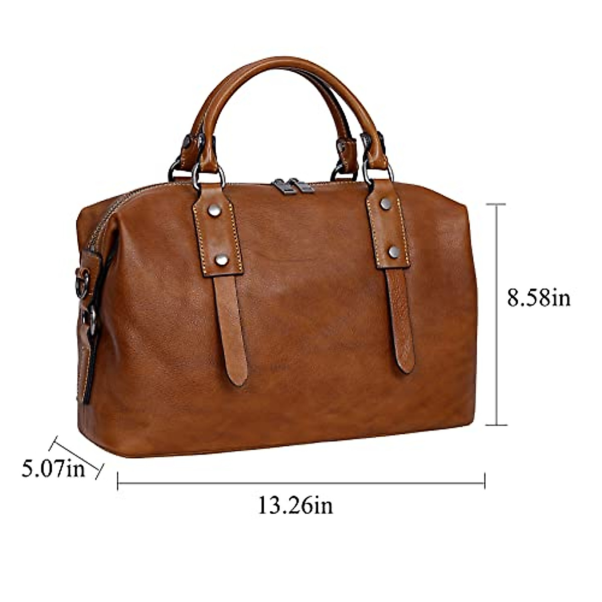 HESHE Genuine Leather Purses for Women Vintage Handbag Shoulder Bag Tote Top Handle Bags Designer Crossbody Satchel (Brown)