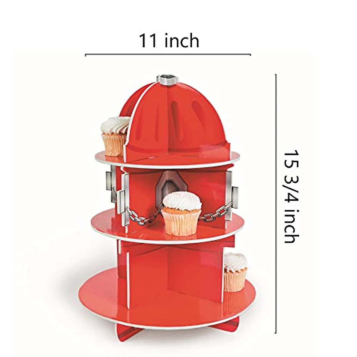 Fun Express Fire Hydrant Cupcake/Dessert Holder (3 Tiers) | Fire Truck | Fireman | Fire Fighter | Themed Birthday Party Supplies & Decor | Fire Department Event