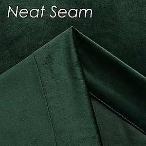 VANASEE Pompom Velvet Curtains for Bedroom Rod Pocket 52x84 inch Soft Blackout Window Curtains Room Darkening Drape Light Blocking for Living Room 2 Panels,Green