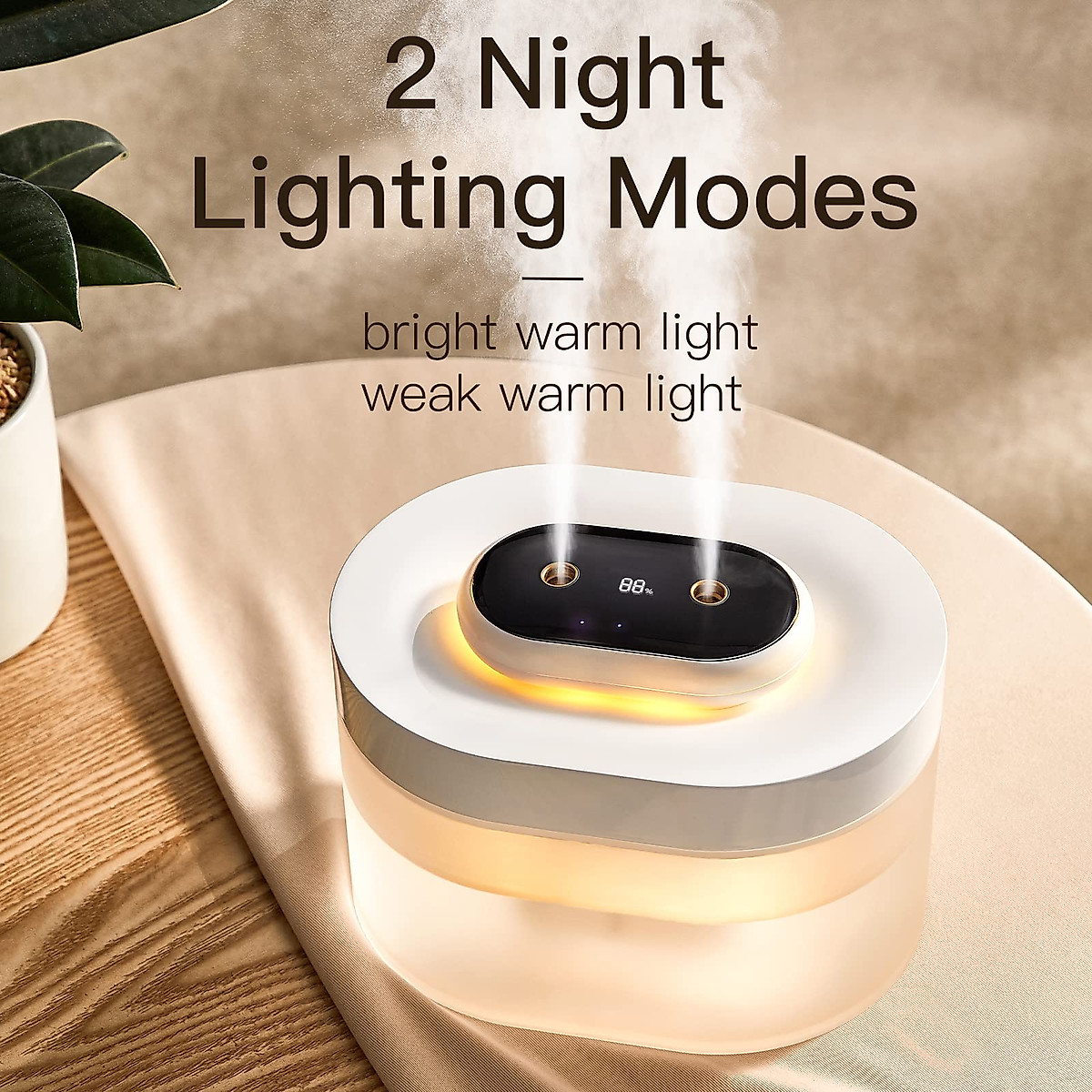 Small Portable 1L Humidifier, Mini Top Fill Cool Mist Air Humidifier, Dual Nozzles Desktop Humidifier for Baby Bedroom Office, Whisper-Quiet Operation, 2 Spray Modes & Night Light Modes, Auto Shut-Off