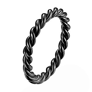 INRENG 3mm Stainless Steel Twisted Rope Ring Wedding Rings Band for Men Women Black Size 7