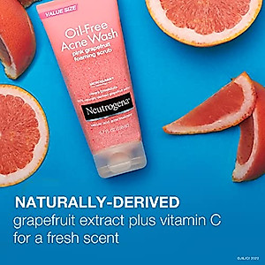 Neutrogena Oil Free Pink Grapefruit Acne Treatment Face Wash with Vitamin C, 2% Salicylic Acid, Gentle Foaming Facial Scrub to Treat & Prevent Breakouts, 6.7 Fl Oz, Pack of 3