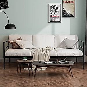 GOFLAME Metal Daybed Frame Twin Size, 2-in-1 Multifunctional Sofa Bed Frame with Headboard & Heavy-Duty Steel Slats, Mattress Foundation Platform for Living Room, Guest Room, Bedroom, Easy Assembly