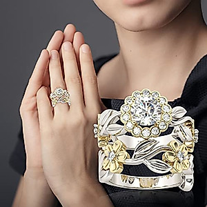 Stacking Rings for Women with Flower Teen Jewelry for Girls Ages 14-18 Best Friend Rings Knuckle Rings for Women Size 6-11 (Gold, 11)