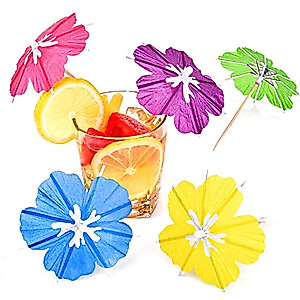 Drink Umbrellas Cocktail Picks Parasol Cocktail Umbrellas Sticks with Wood Toothpicks for Summer Hawaiian Cupcake Toppers Umbrella Sticks Tropical Wedding Party Decor(150 Pieces)
