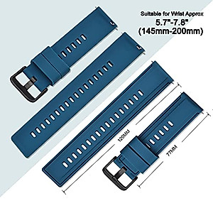 ANNEFIT Men's Silicone Watch Bands 20mm, Quick Release Soft Rubber Replacement Strap with Black Buckle (Blue)