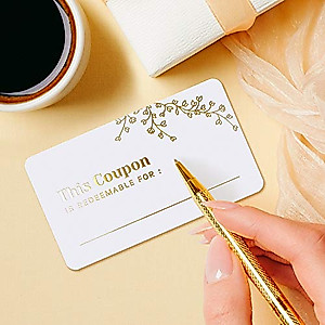 50 Blank Coupon Cards - for Him, Her, Husband, Wife, Mom, Dad, Mother’s Day Gift Certificates Vouchers Loyalty Cards Employee Appreciation Gifts - Great for Spas, Restaurants, Hair Salons (3.5”x2”)