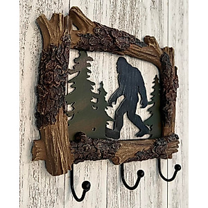 Top Brass Bigfoot Sasquatch Silhouette Wall Mount Key Holder – 3 Hooks Key Rack Hanger Organizer