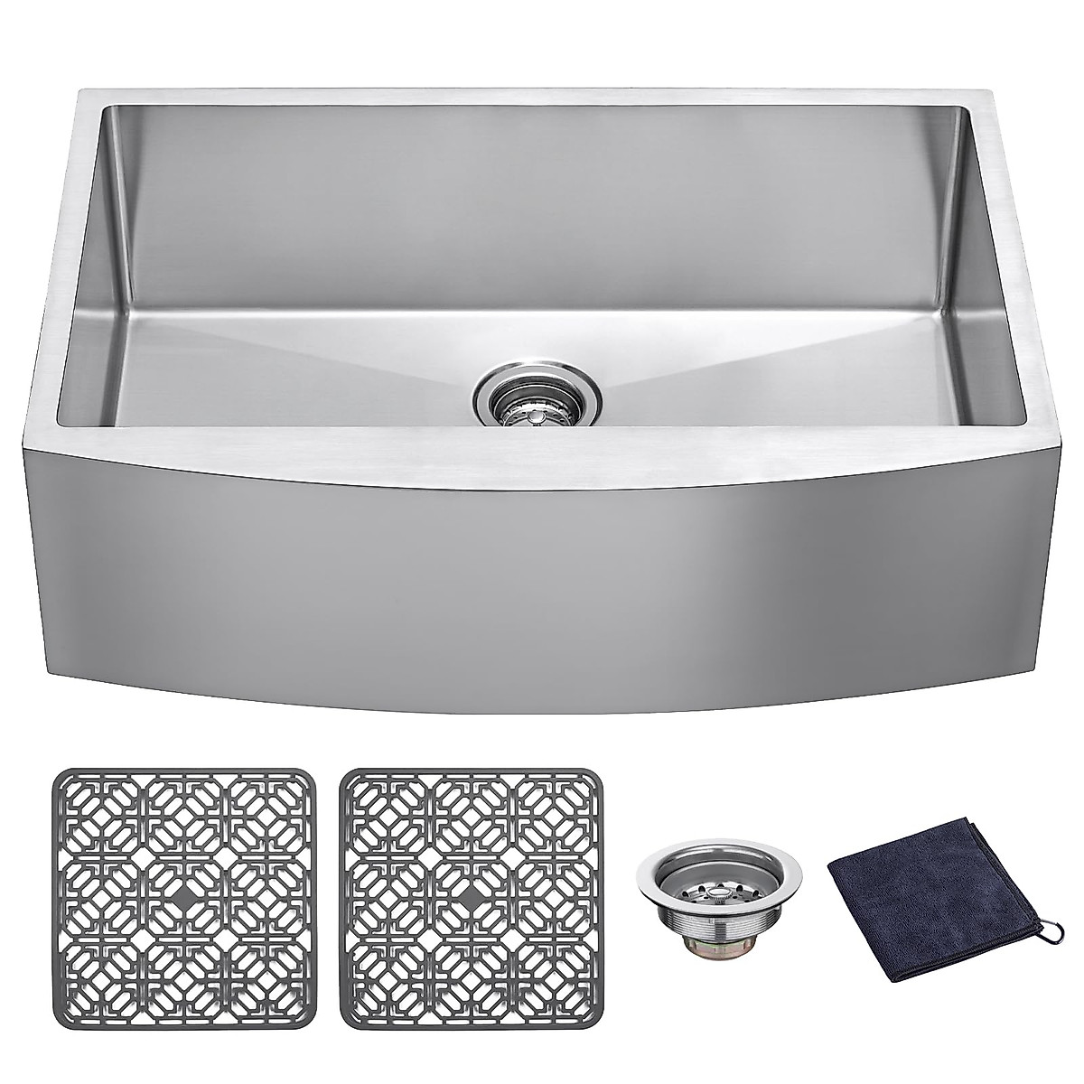 33 Inch Handmade Kitchen Sink Farmhouse Apron Front 18-gauge Stainless Steel Tight Radius, 33" x 22" x 10"