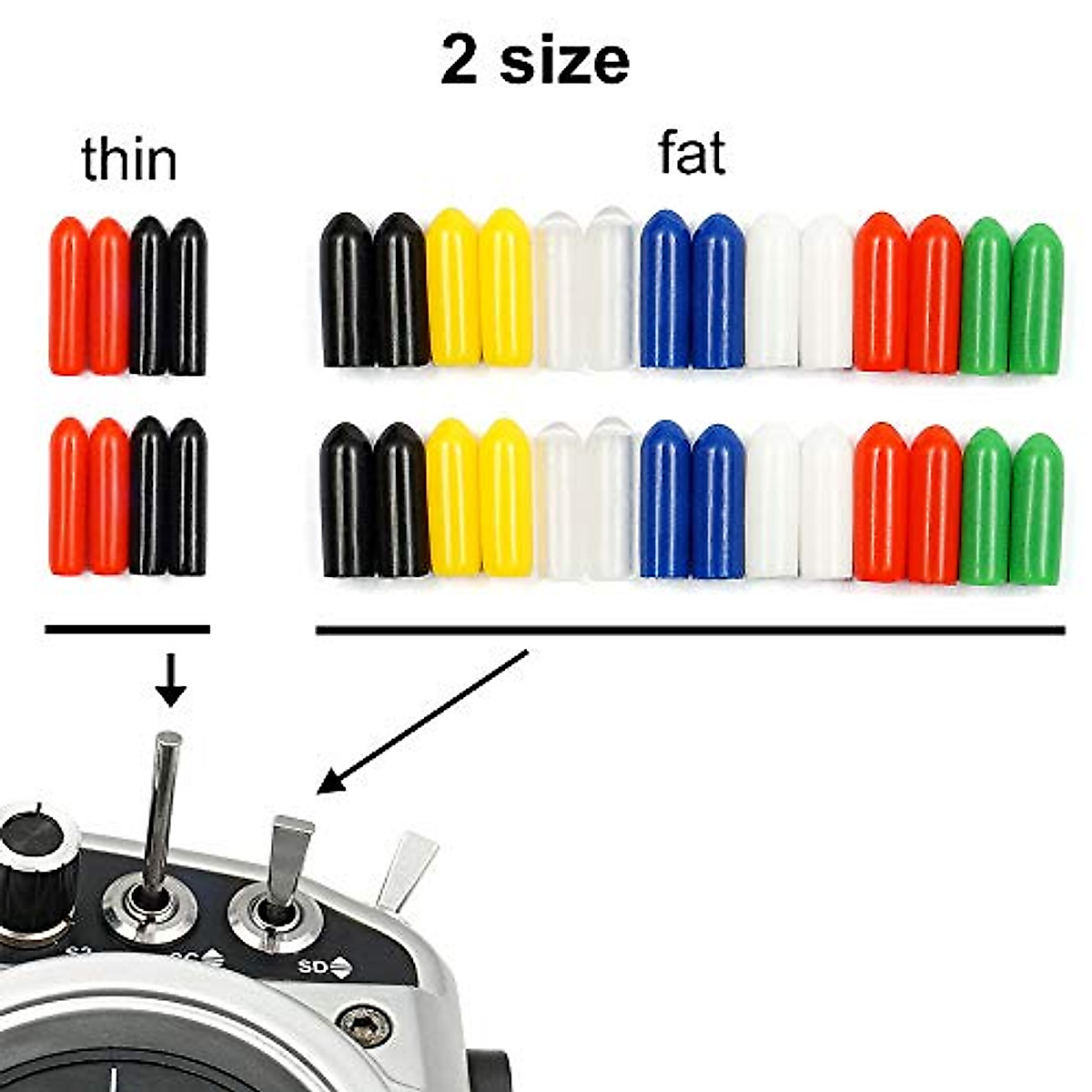 36 PCS RC Transmitter Switch Covers Colorful Rubber Anti-Slipping Cap for Jumper T16 T18 FrSky X9D QX7 Flysky Spektrum DX8e