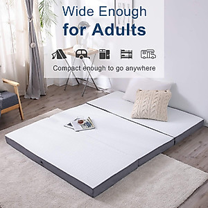 GOHOME Folding Mattress Full - Portable Floor Mattress Foldable Sofa Bed for Guest Children and Adults Camping Mattress with Non-Slip Bottom for Back Pain Relief, 52"x74"x4"