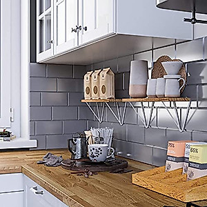 Wallniture Colmar Floating Shelves for Bedroom Wall Decor, Wood Wall Shelf Set of 2 for Home Organization and Storage, 17"x4.5" Natural Burned