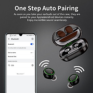 Earbuds Wireless Bluetooth, Hi-Fi Stereo Noise Cancelling Earbuds, Light Weight Bluetooth 5.2 Earphone with Mic, 80H Playtime IPX7 Waterproof Headphone with Charging Case for All Bluetooth Devices