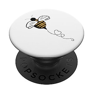 Bee Bumblebee Honey Heart Cute Bees Lover White Background PopSockets Standard PopGrip