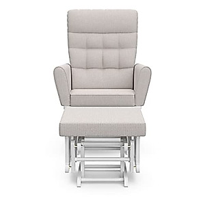 STORKCRAFT Harmony Premium Glider and Ottoman, White/Misty Gray