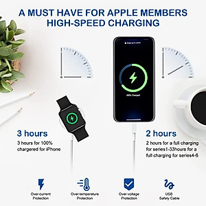 Watch Charger 2 in 1 Type-C Portable Charging Cable Compatible with Apple Watch iwatch Series SE/8/7/6/5/4/3/2/1 and Compatible with iPhone 13/12/11/Pro/Max/X/XR/XS/XS Max&Pad Series (4ft/1.2M)