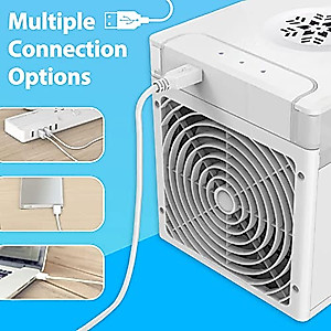 coosolvo Portable Air Conditioner, Personal Air Cooler with Quiet 3 Wind Speeds, Cooling Fan with Large Water Tank, Mini AC Unit with 7 Color Light, USB Small Air Conditioner for Home