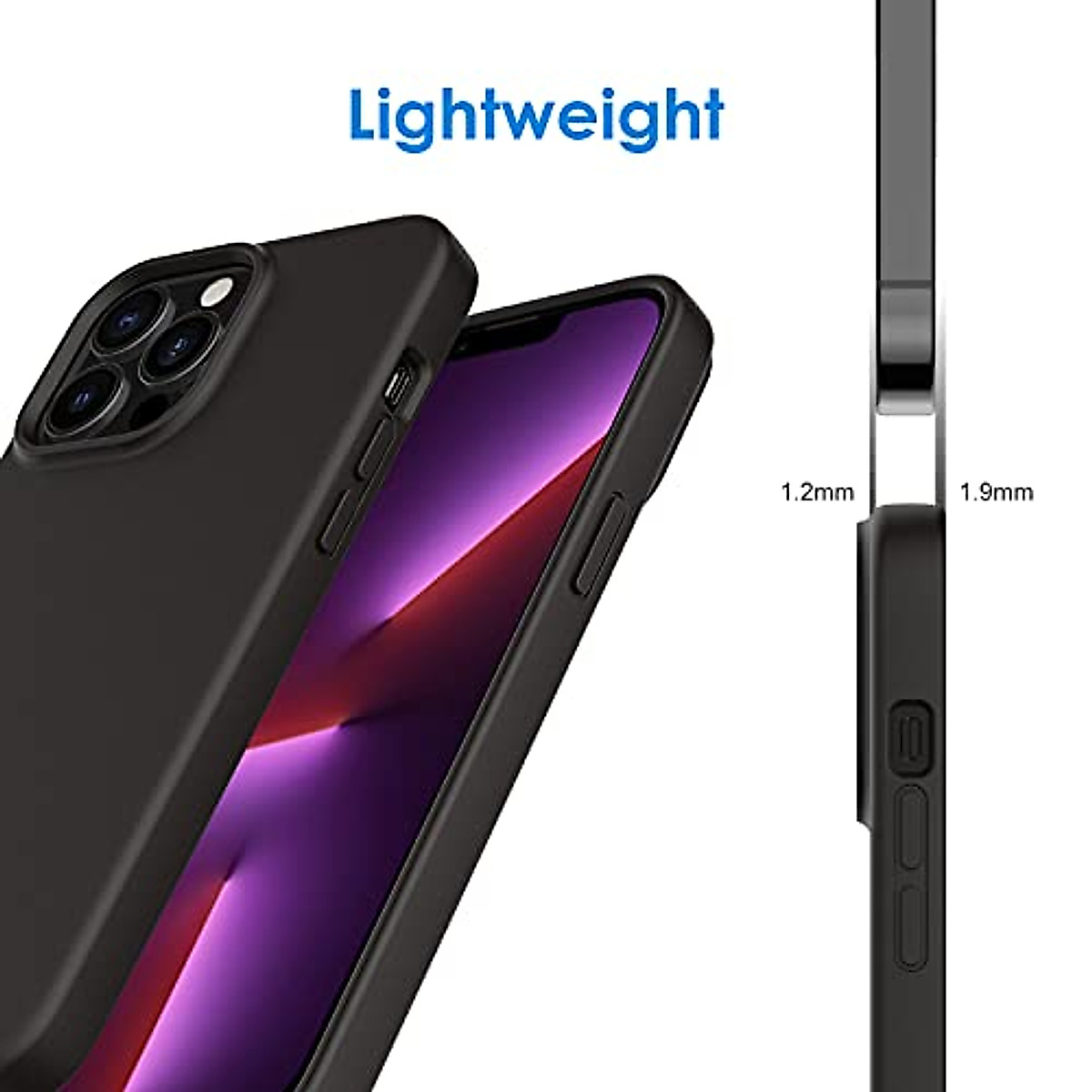 JETech Silicone Case Compatible with iPhone 13 Pro Max 6.7-Inch, Silky-Soft Touch Full-Body Protective Phone Case, Shockproof Cover with Microfiber Lining (Black)