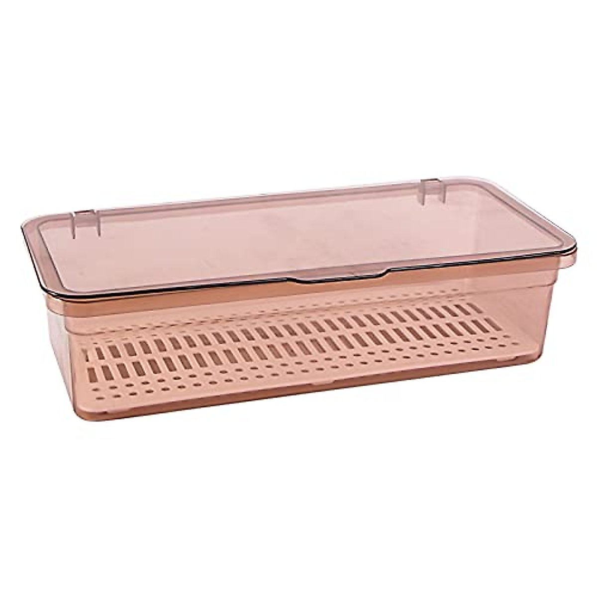 DOITOOL Flatware Tray with Lid and Drainer, Tableware Utensil and Cutlery Drawer Organizer with Lid Covered Silverware Tray to Keeps Your Cutlery Organized and Protected ( Brown )