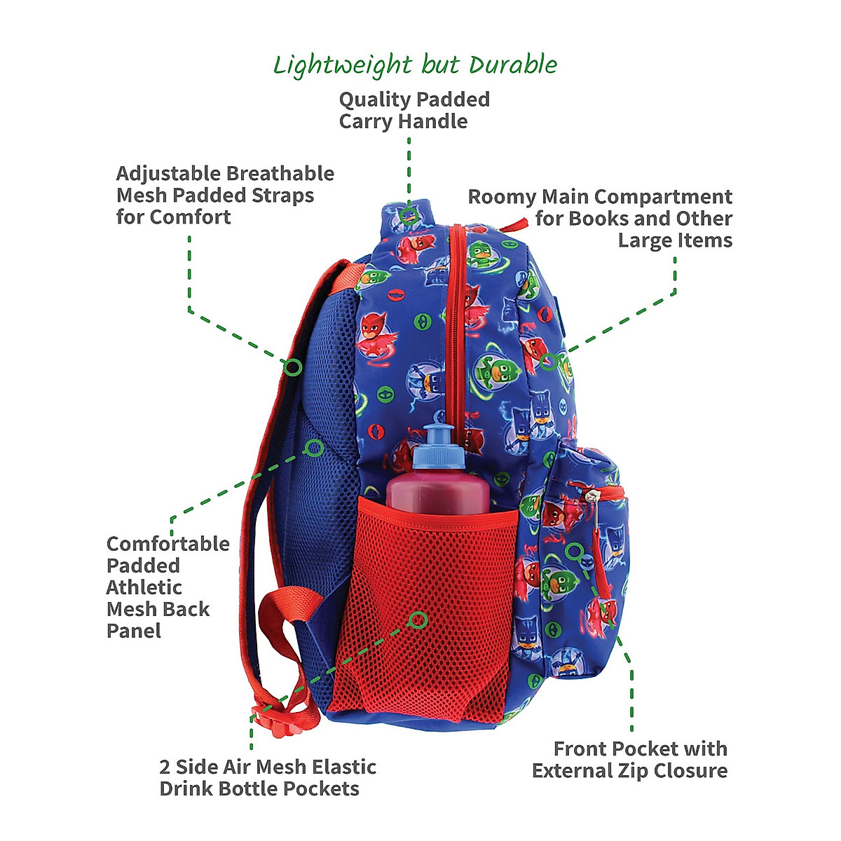 Disney PJ Masks Boy's 16 inch School Backpack (One Size, Blue)