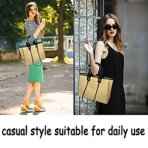 Hidora Women Handwoven Round Straw Handbag Summer Beach Tote With Removable Chain Stylish Shoulder bag (Straw(Classic))