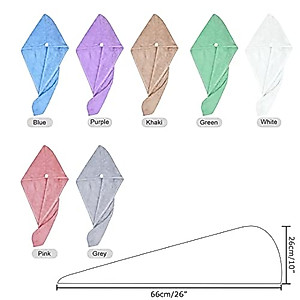 Flytianmy 2 Pcs Microfiber Hair Towel, 10 X 26 Inch Hair Turbans for Wet Hair, Drying Hair Wrap Towels for Women (Grey, Khaki)