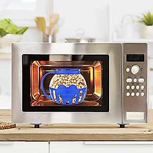 The Original Korcci 3 Quart Microwave Glass Popcorn Popper, Borosilicate Glass, Dishwasher Safe, 3-in-1 Silicone Lid, BPA Free, Family Size (Blue)