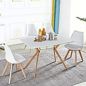 Lecut Dining Table with MDF Top and Metal Legs Modern Mid Century Rectangle Kitchen Table for Dining Room Living Room Small Spaces 47Inch White