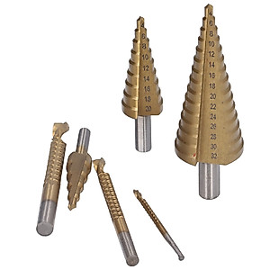 6Pcs HSS Coated Straight Flute Step Drill Bit Wear Resistance Double Cutting Blades Drill Set for DIY