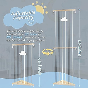 TOPHDY Stuffed Animal Storage Holder - 2 Layers Wall-Mounted Stuffed Animal Storage Ideas with Adjustbale Design for Nursery Play Room Kid's Room