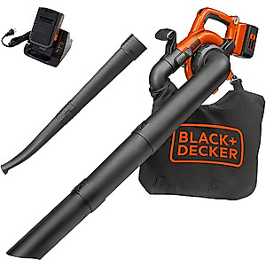 BLACK+DECKER 40V Cordless Leaf Blower Kit, 120 mph Air Speed, 6-Speed Dial, Built-In Scraper, With Collection Bag, Battery and Charger Included (LSWV36)